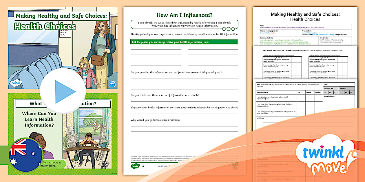 Year 5 Health Making Healthy and Safe Choices Lesson: Health Choices