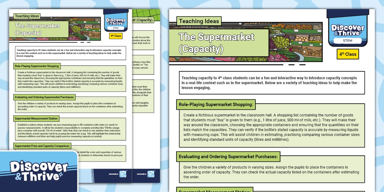 Supermarket Capacity Teaching Ideas Fourth Class - Twinkl