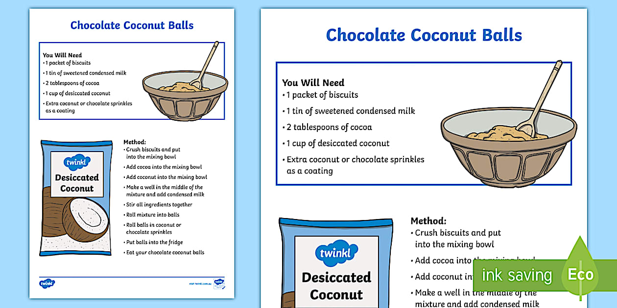 VIC Coconut Chocolate Balls Edible Sensory Recipe - Twinkl