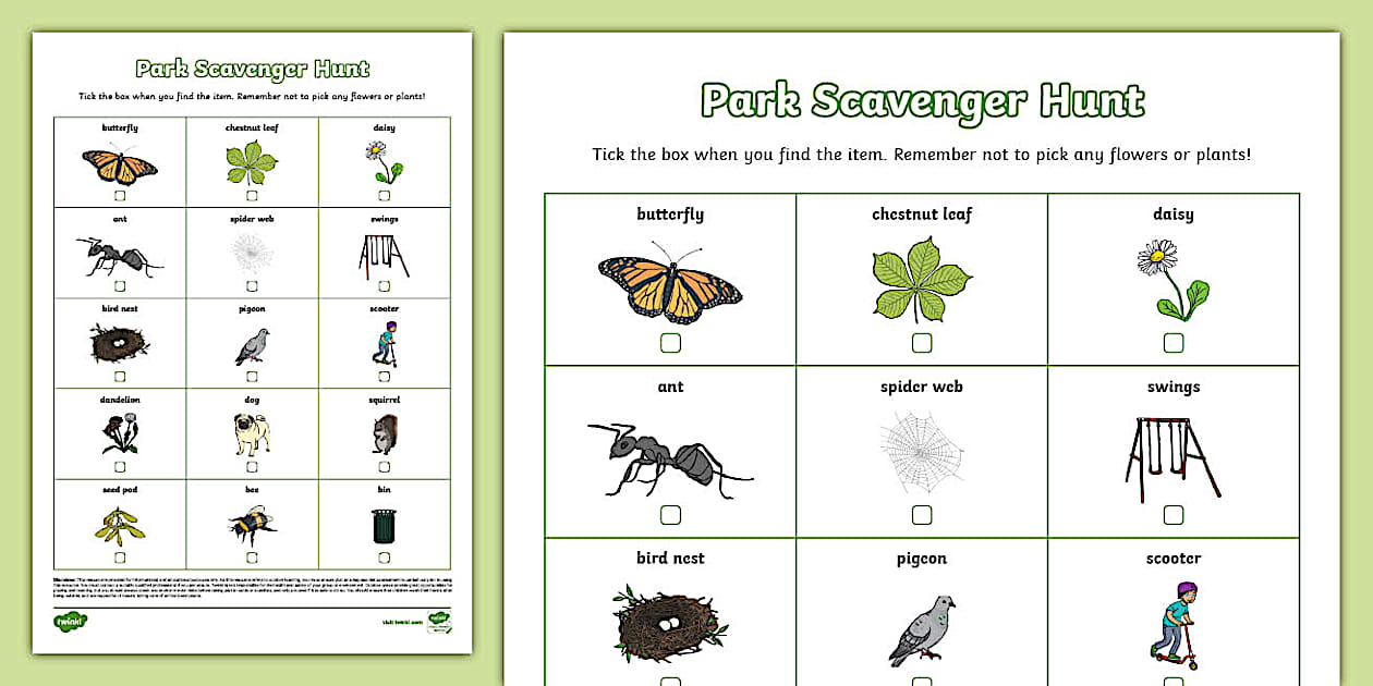 Park Scavenger Hunt (teacher made) - Twinkl