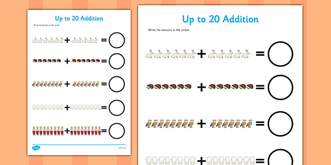 Black and White The Mitten Up to 20 Addition Sheet - Twinkl