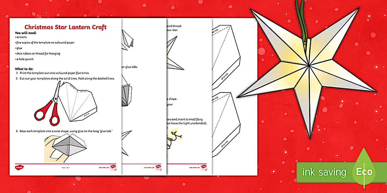 Christmas Star Paper Craft Lantern Activity (teacher made)
