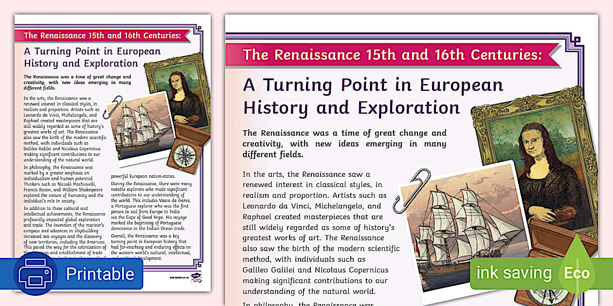 The Renaissance 15th and 16th Centuries: A Turning Point in European ...