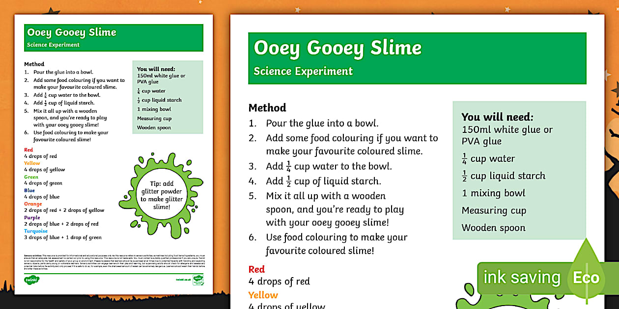 Ooey Gooey Slime Recipe (teacher made) - Twinkl