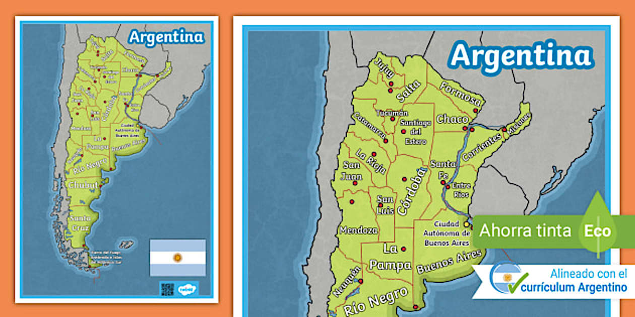 Mapa de Argentina con provincias para imprimir - Twinkl