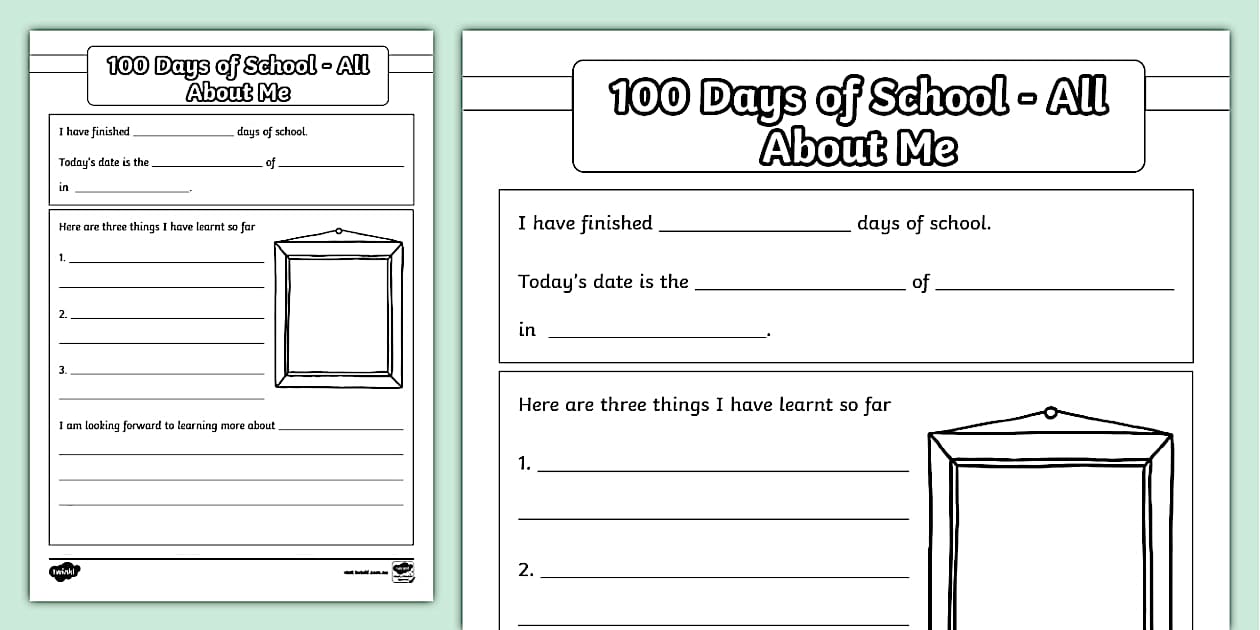 100 Days of School - All About Me (teacher made) - Twinkl