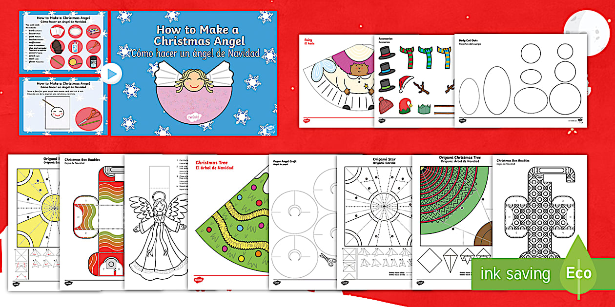 Christmas Paper Craft Activity Pack English/Spanish - Christmas Craft and