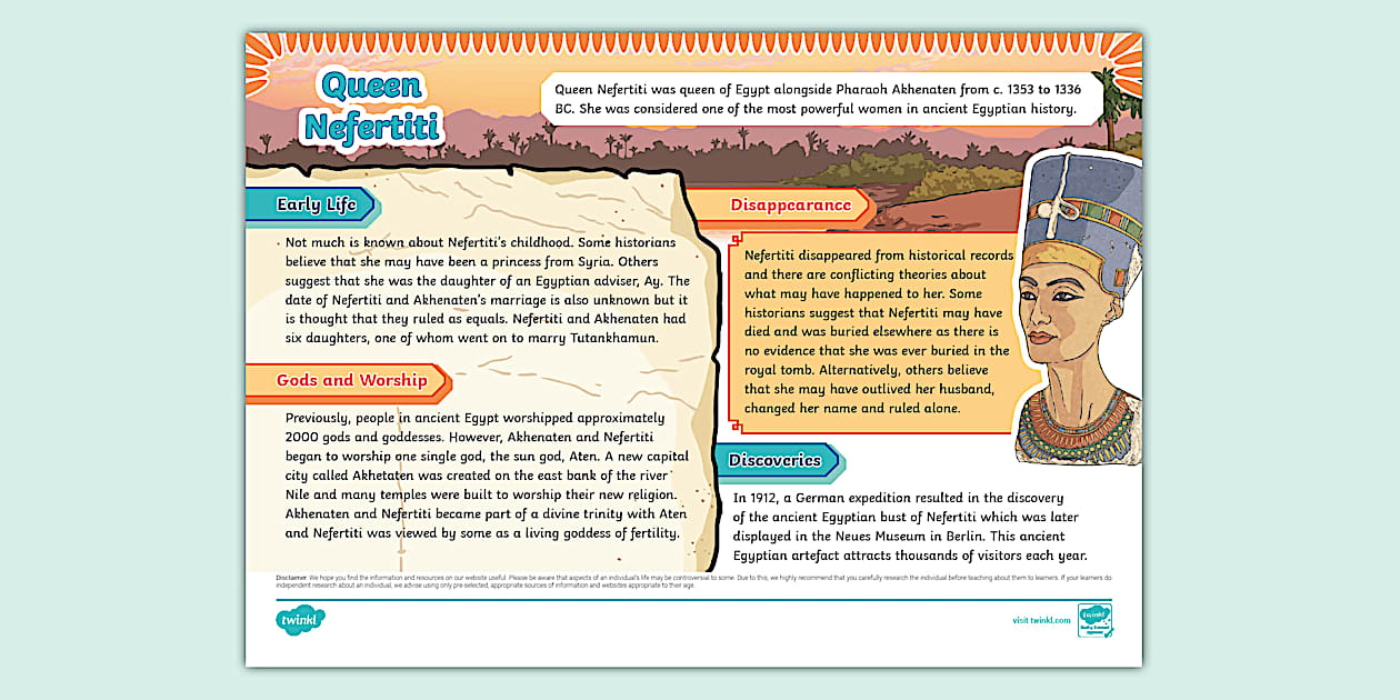 KS2 Queen Nefertiti Fact File (teacher made) - Twinkl
