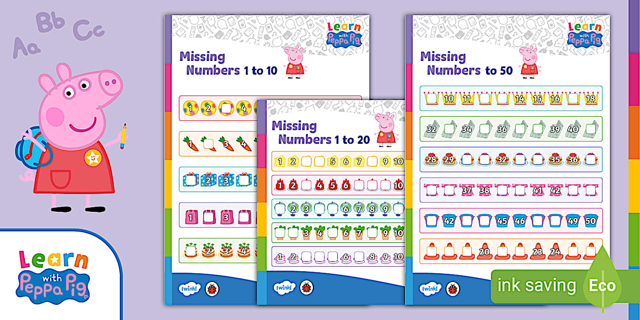 FREE! - 👉 Peppa Pig: Missing Number Activity Sheets