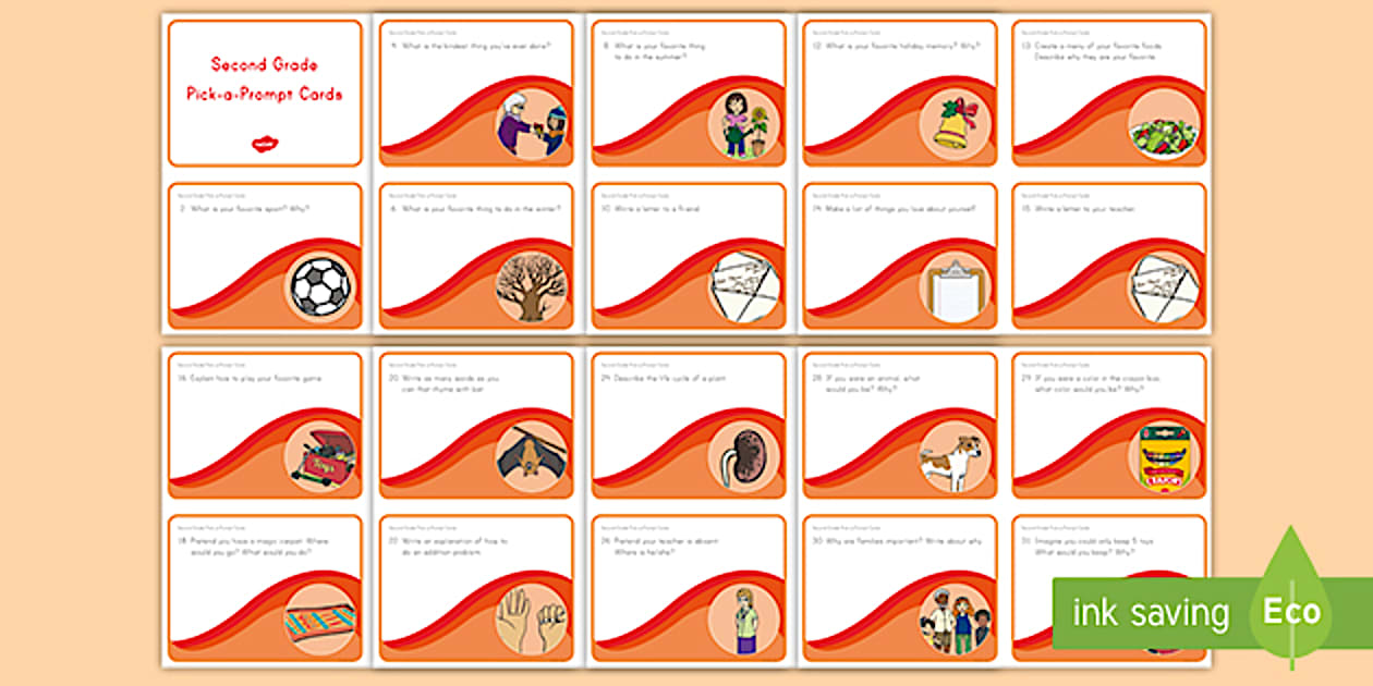 Second Grade Pick a Prompt Writing Task Cards (teacher made)