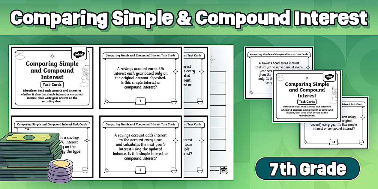 Comparing Simple and Compound Interest Task Cards