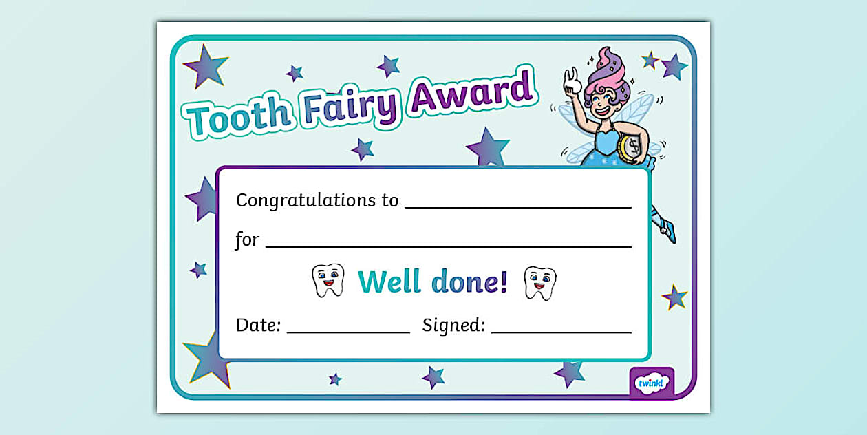 Tooth Fairy Award Certificate (teacher made) - Twinkl