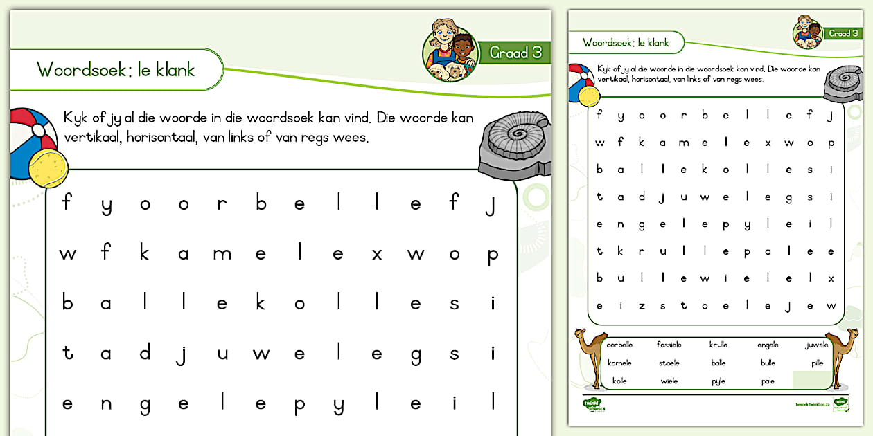 FREE! - Graad 3 Klanke -le Woordsoek (teacher made) - Twinkl