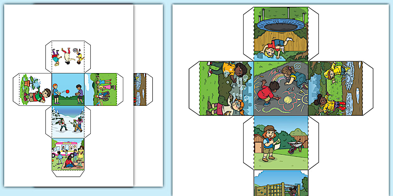 Outdoor Fun Story Cubes - Language Development - Twinkl