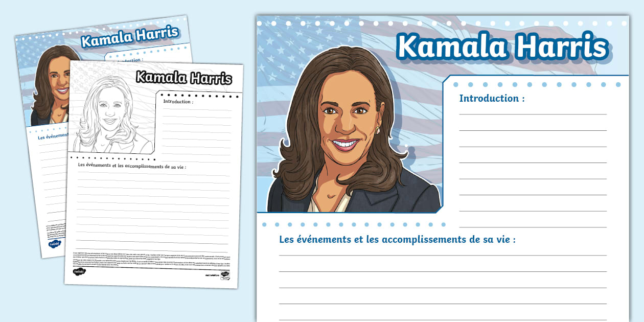 Biographie: Kamala Harris - Twinkl écriture - Twinkl