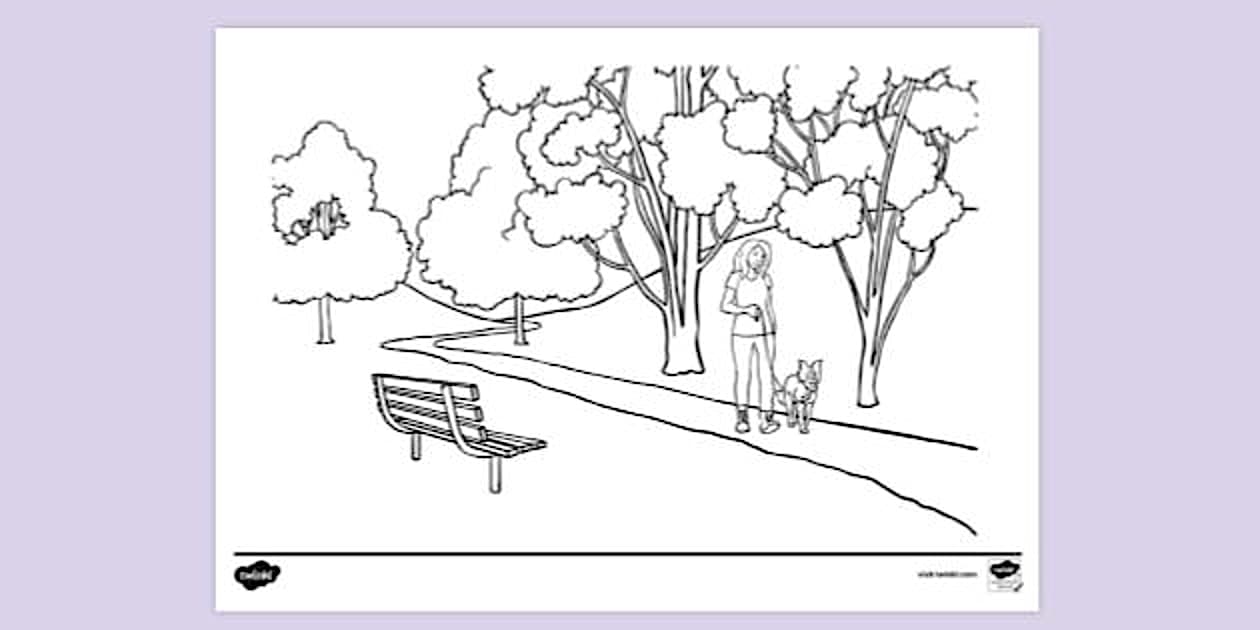 A Fine Day at the Park Colouring | Colouring Sheets - Twinkl
