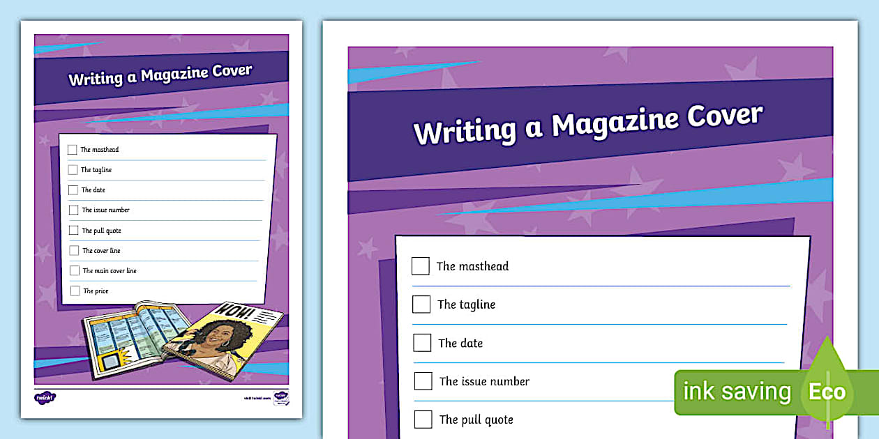 Writing a Magazine Cover Checklist, Magazine Cover - Twinkl