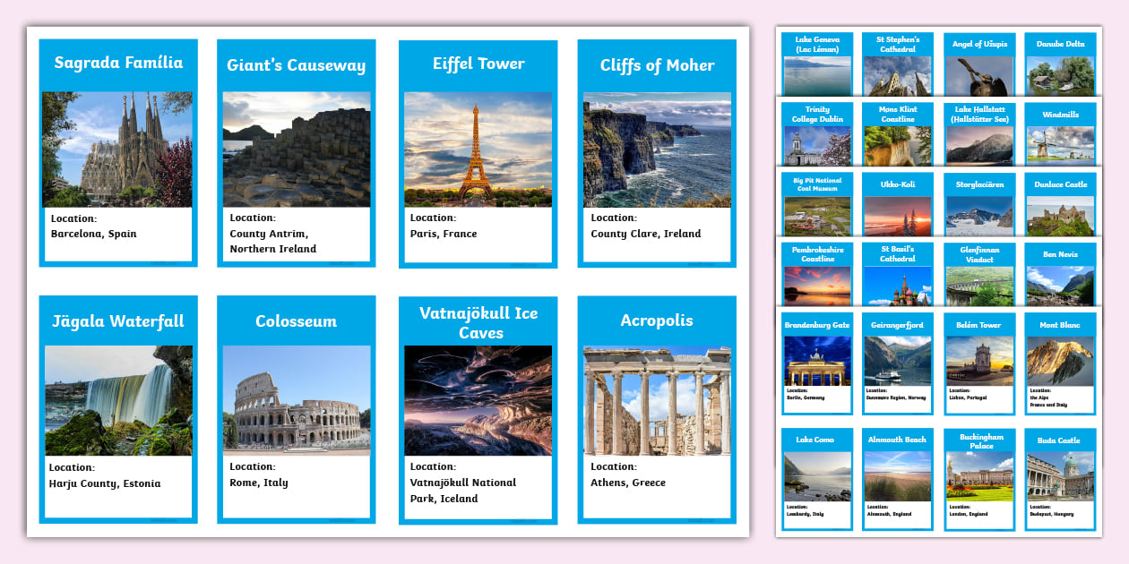 Human and Physical Features of Europe Sorting Cards - Twinkl
