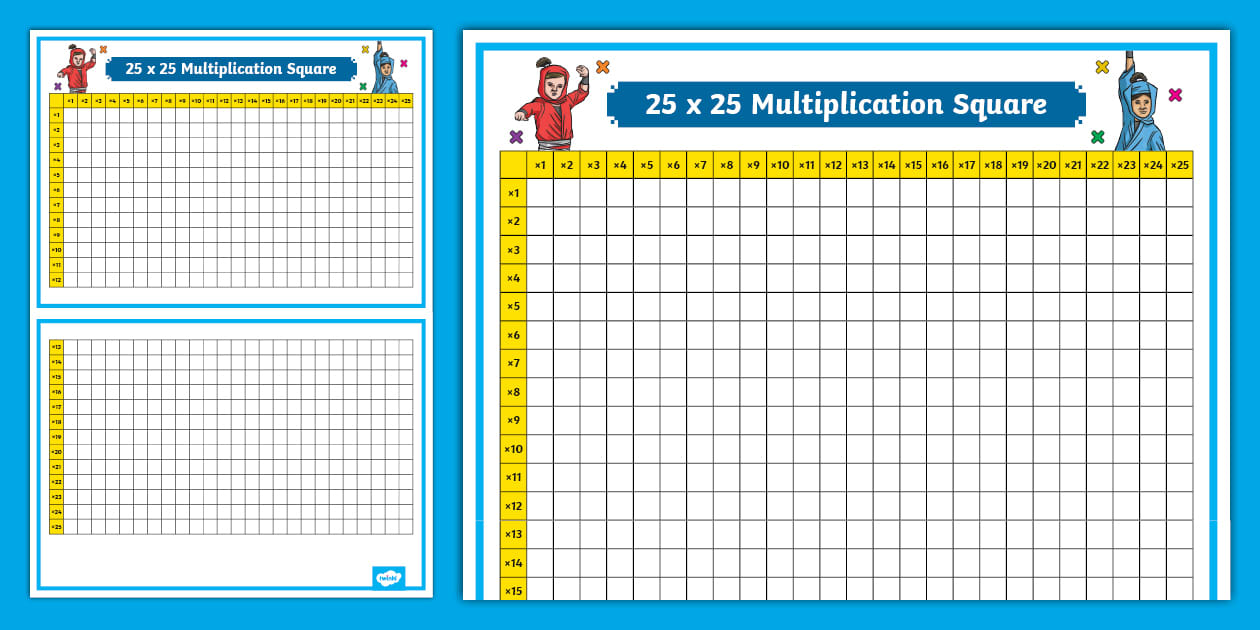 25 by 25 Multiplication Square (teacher made) - Twinkl