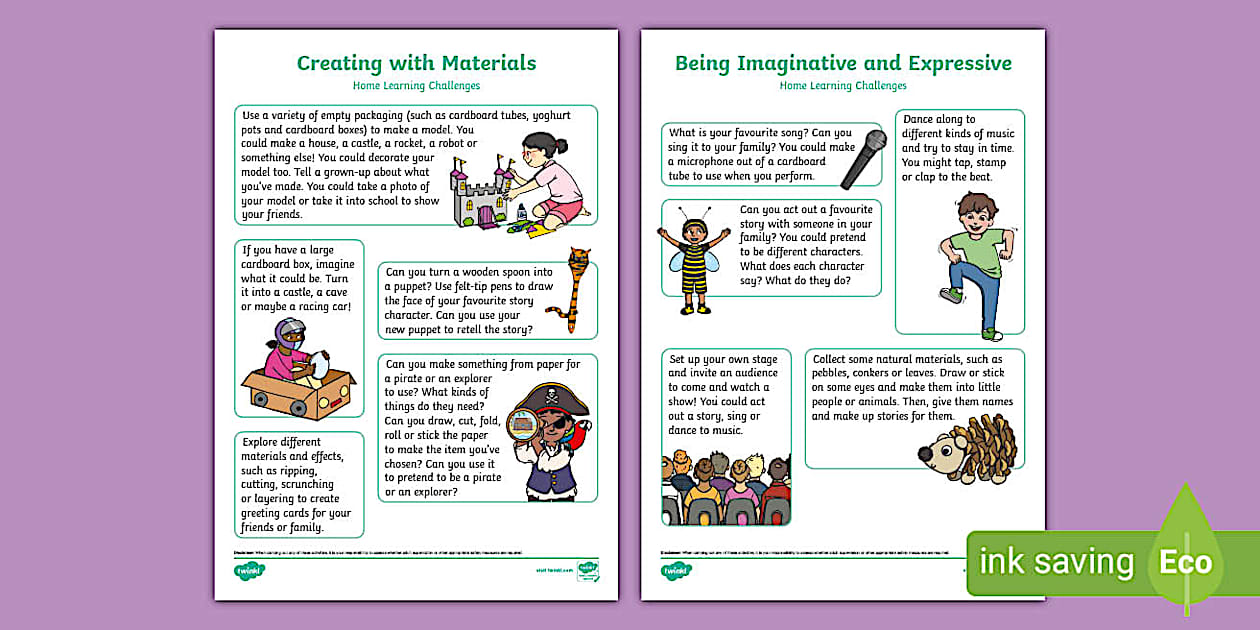 EYFS Expressive Arts and Design ELG Home Learning Challenges