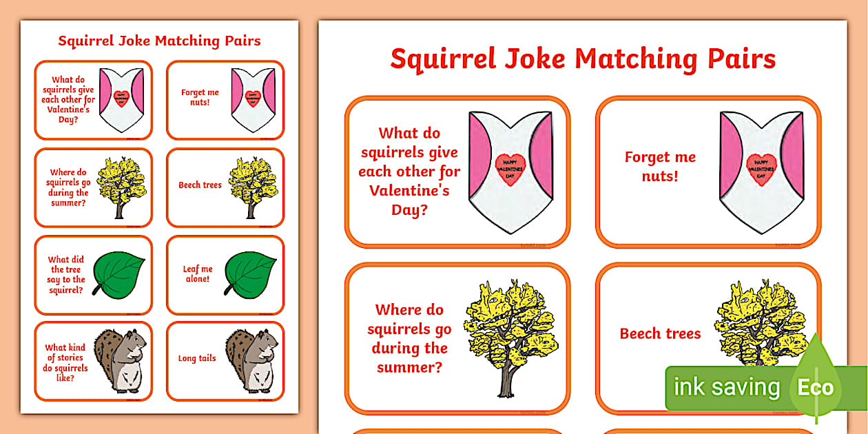 Squirrel Joke Matching Pairs (Teacher-Made) - Twinkl