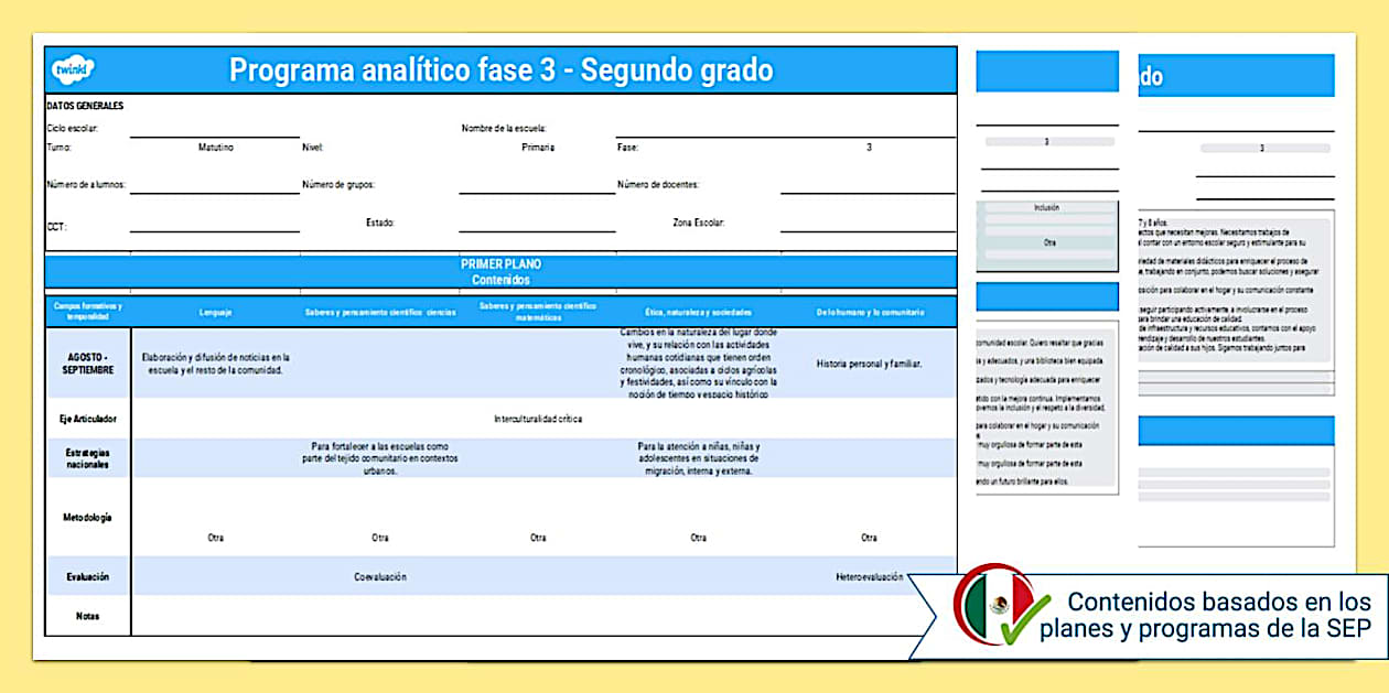 Programa analítico Fase 3: Segundo grado (teacher made)