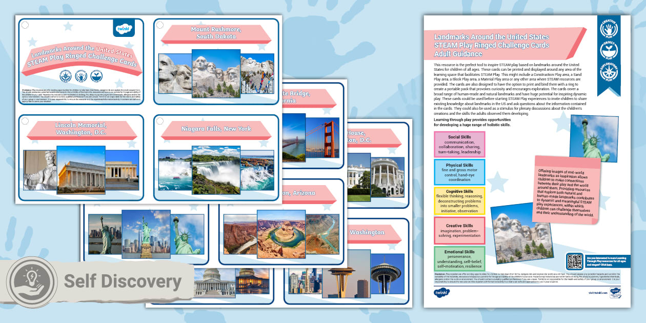 Landmarks Around United States STEAM Play Challenge Cards
