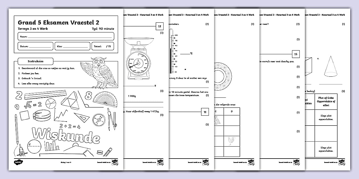 Graad 5 Wiskunde November: Vraestel 2 (Hecho por educadores)