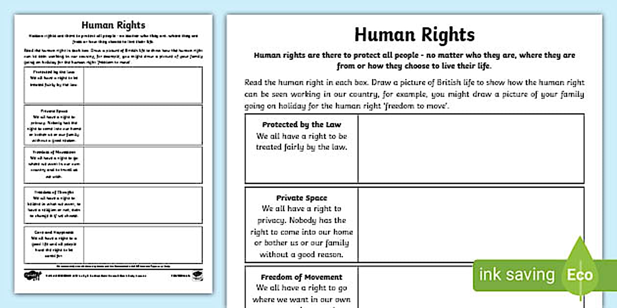 KS2 Human Rights Activity Sheet - PSHE and Citizenship