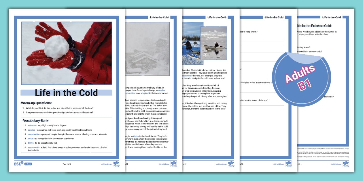 ESL Life in the Cold (teacher made) - Twinkl
