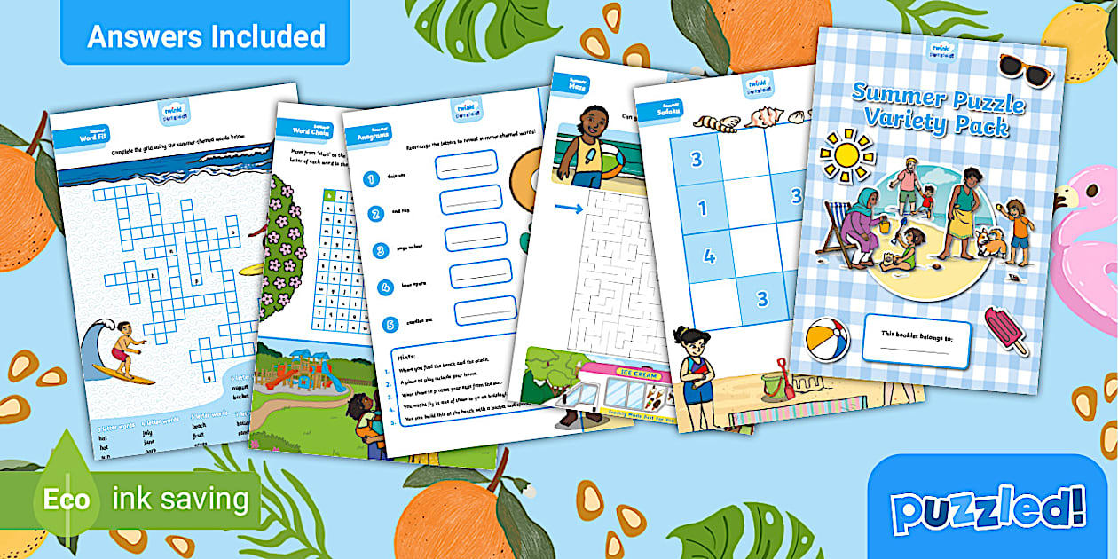 Summer Puzzle Variety Pack Activity Booklet - Twinkl