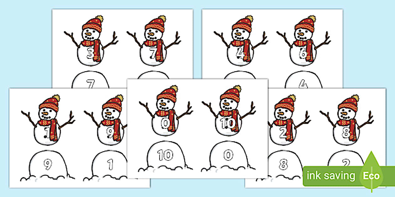 Snowman Number Bonds to Ten (teacher made) - Twinkl