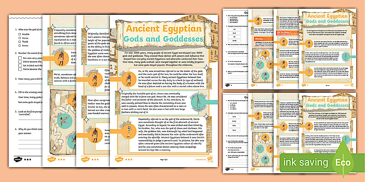 UKS2 Ancient Egyptian Gods and Goddesses Comprehension