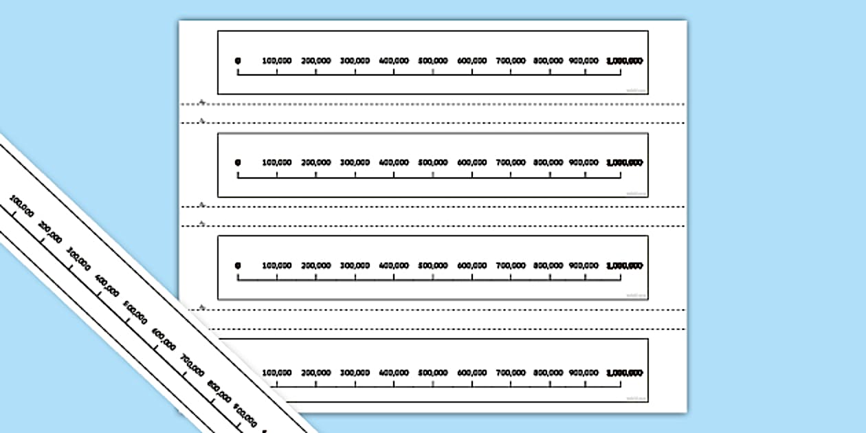 Numbered Number Lines 0 -1,000,000 by Hundred Thousands