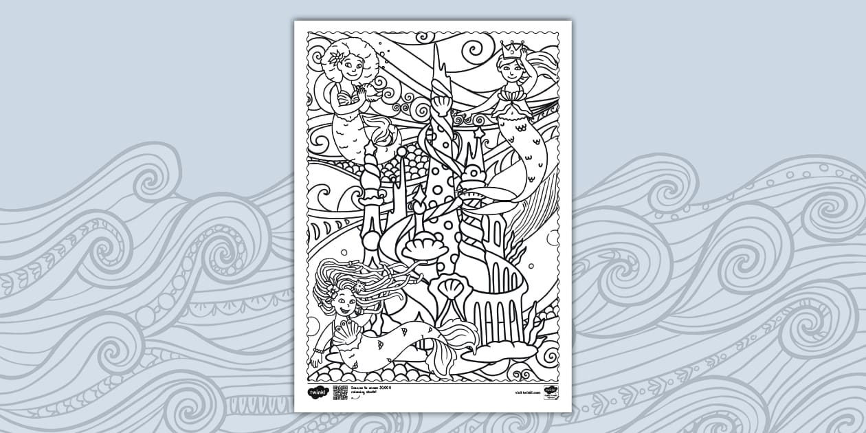 Mermaid Castle Colouring Sheet - Twinkl Colouring - Twinkl