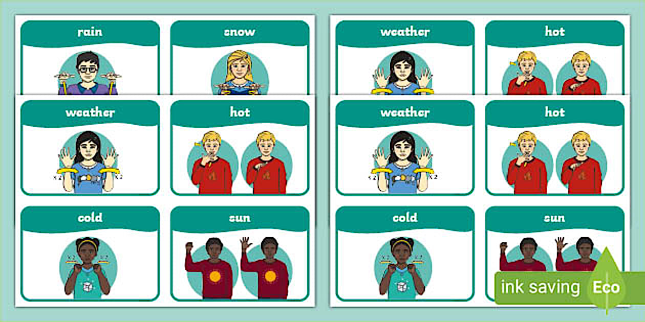 Auslan Weather Sign Language Flashcards - Australia - Twinkl