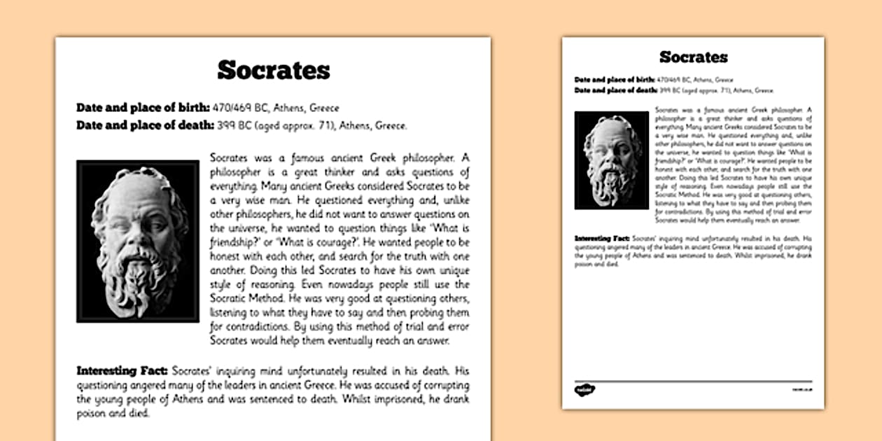 Socrates Significant Individual Fact Sheet (teacher made)