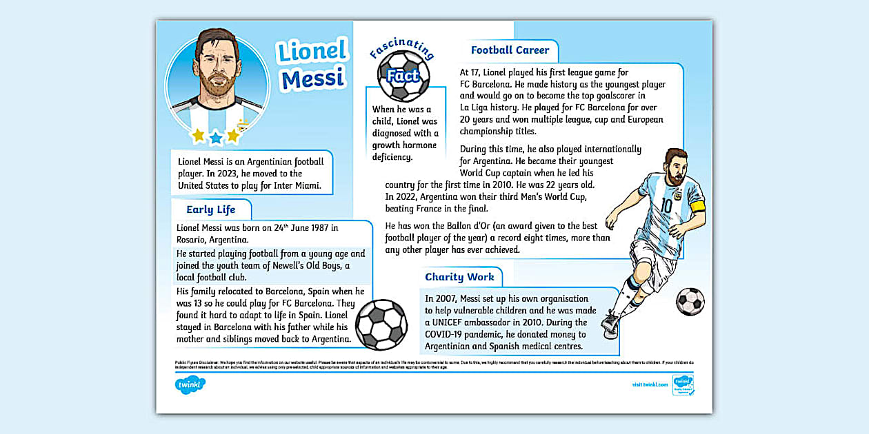 KS2 Lionel Messi Fact File (teacher made) - Twinkl