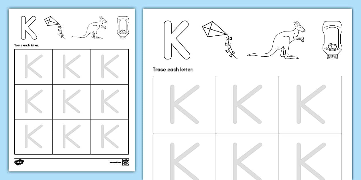 Uppercase Letter K Tracing Activity Worksheet (teacher made)