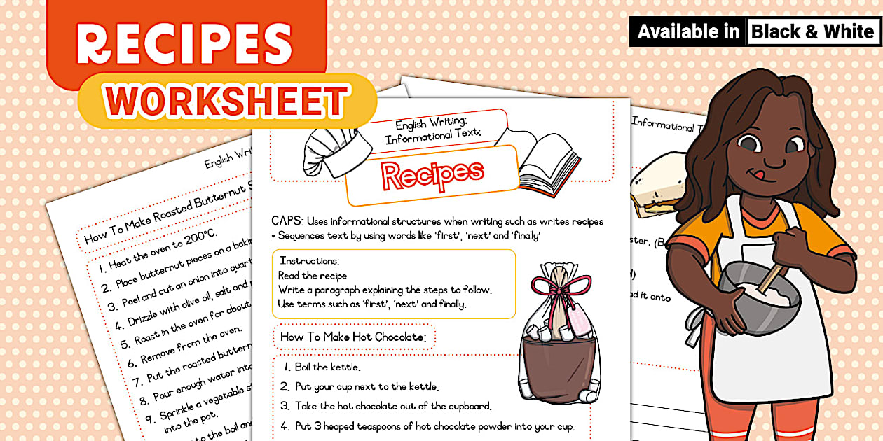 Eng Term 4 Writing Informational Text (Recipe) - Worksheet