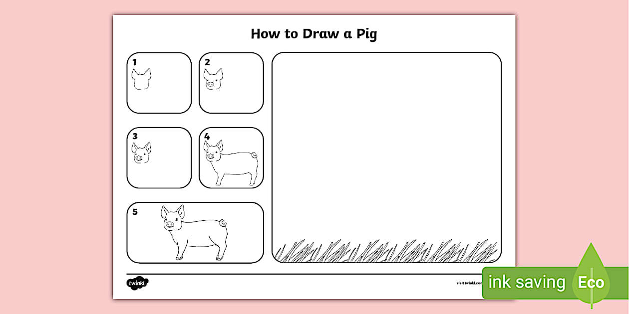 How to Draw a Pig Step by Step | Twinkl | KS1 | Drawing art