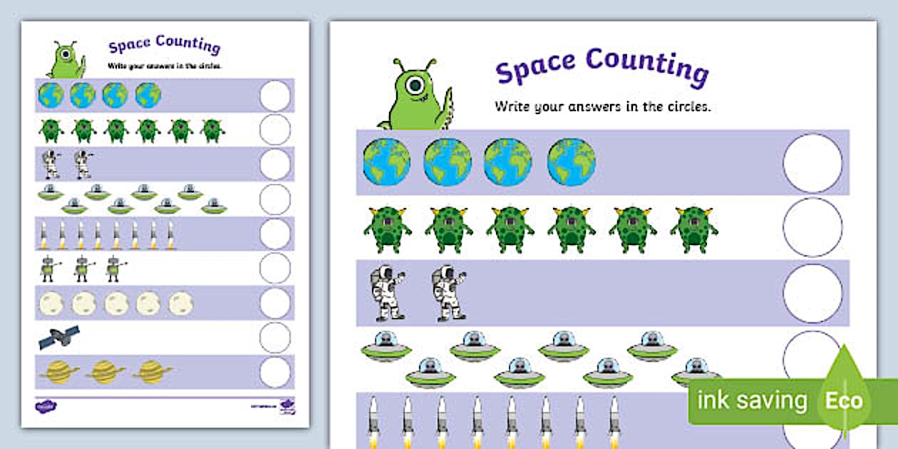 My Counting Space Worksheets EYFS - Twinkl