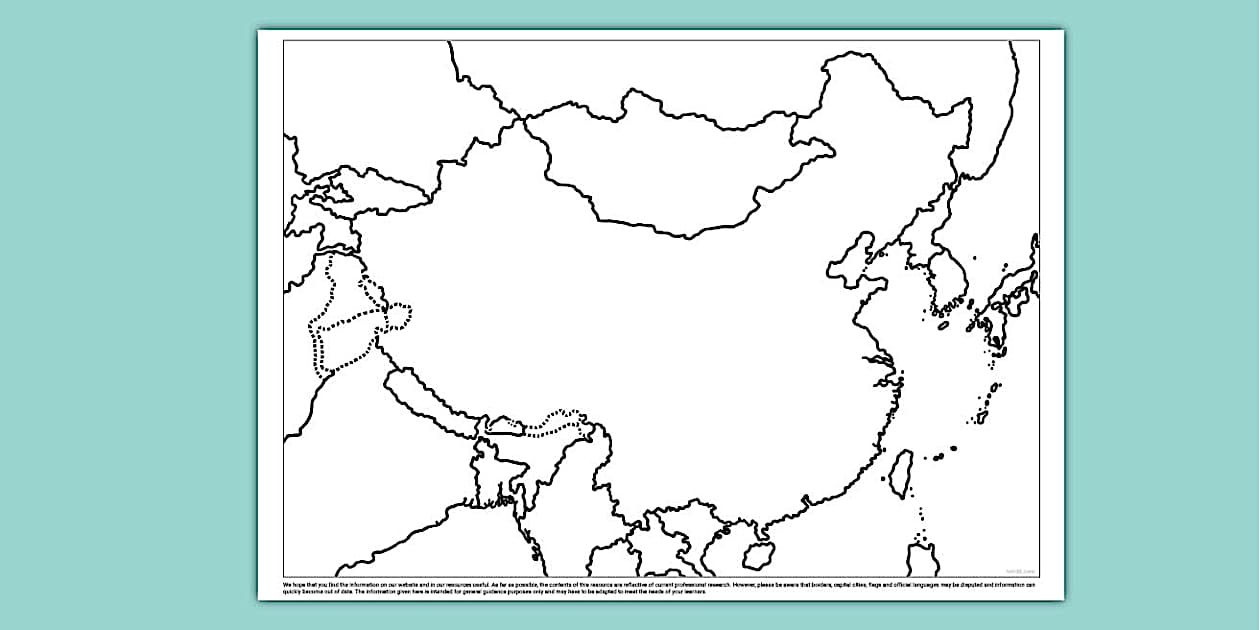 Blank Map of China (teacher made) - Twinkl