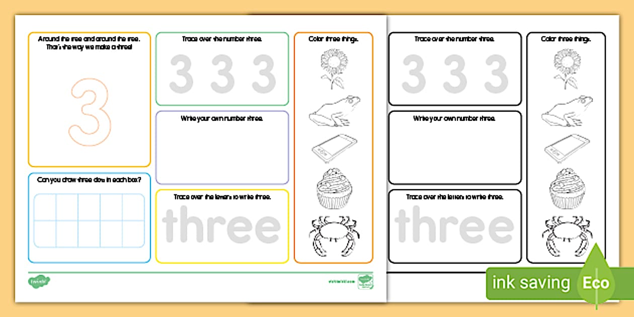 Number Three Worksheet | K-2 Teaching Resources | Twinkl