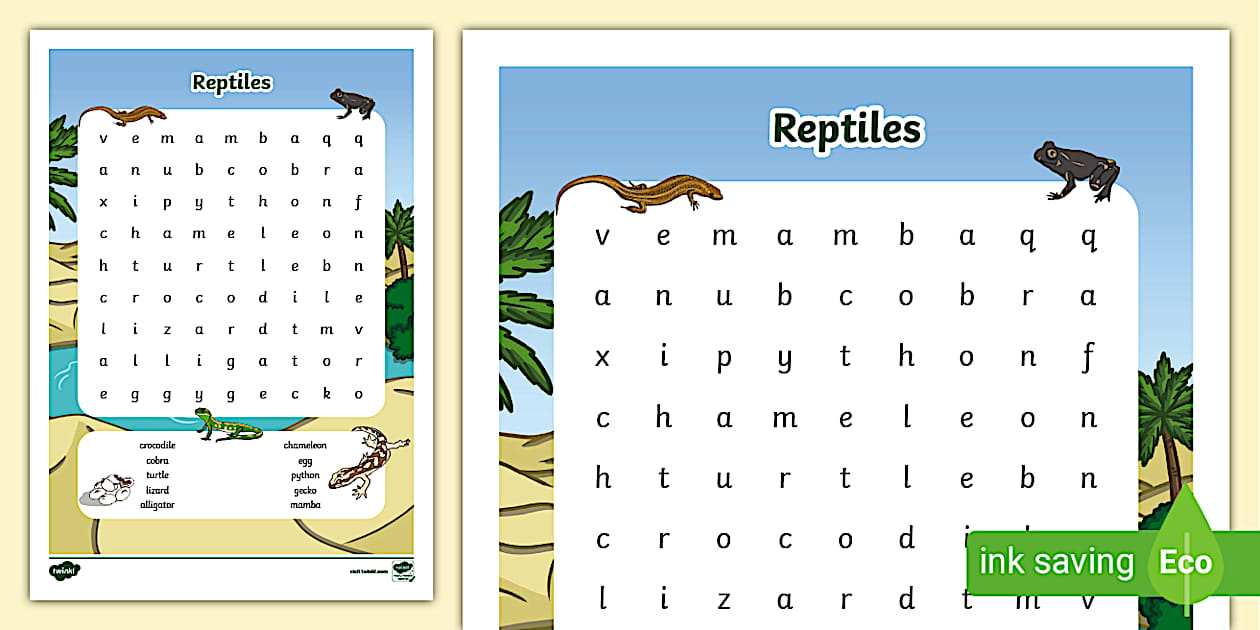 Reptile Word Search | Pintable Puzzles | Twinkl - Twinkl