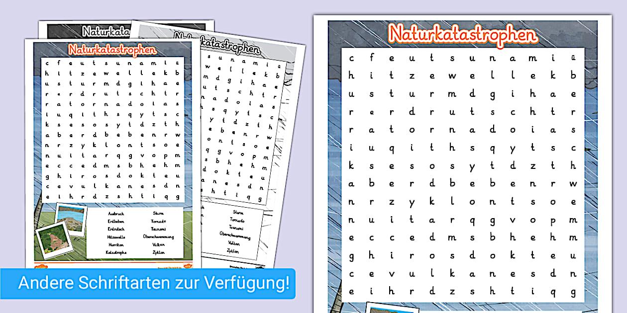 Naturkatastrophen - Suchsel - Twinkl Deutschland