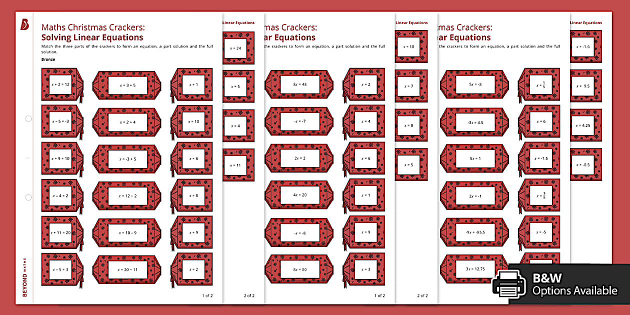 👉 Maths Christmas Crackers: Solving Linear Equations