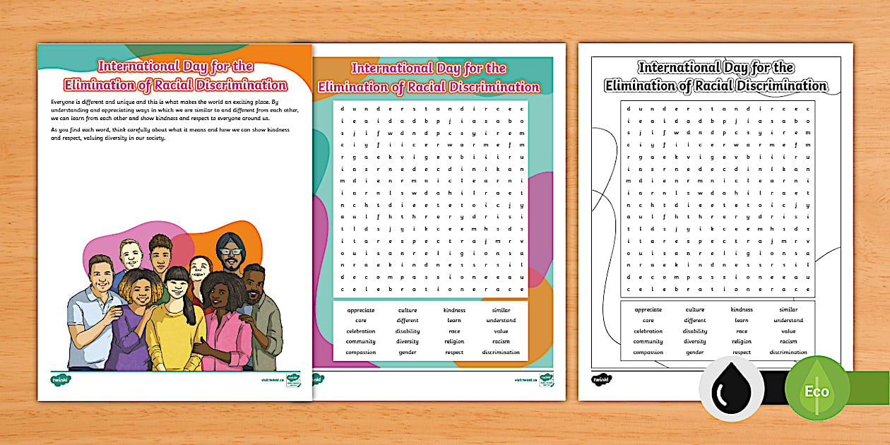 Elimination of Racial Discrimination Word Search - Twinkl