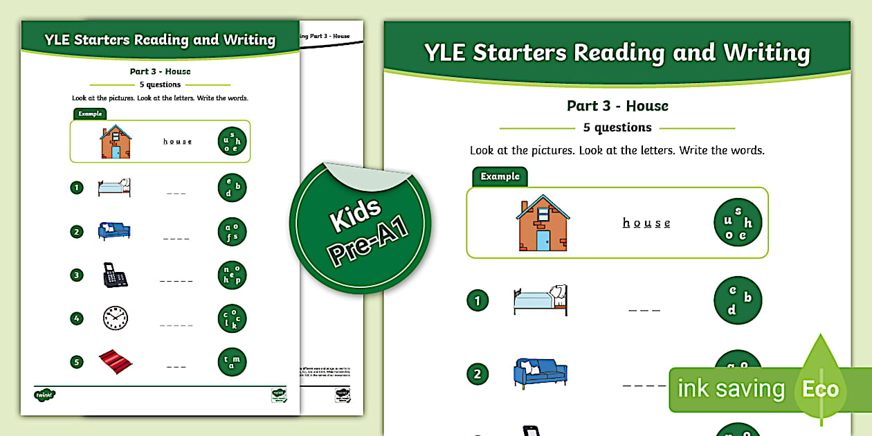 YLE Starters - Reading and Writing Part 3 (House) - Twinkl