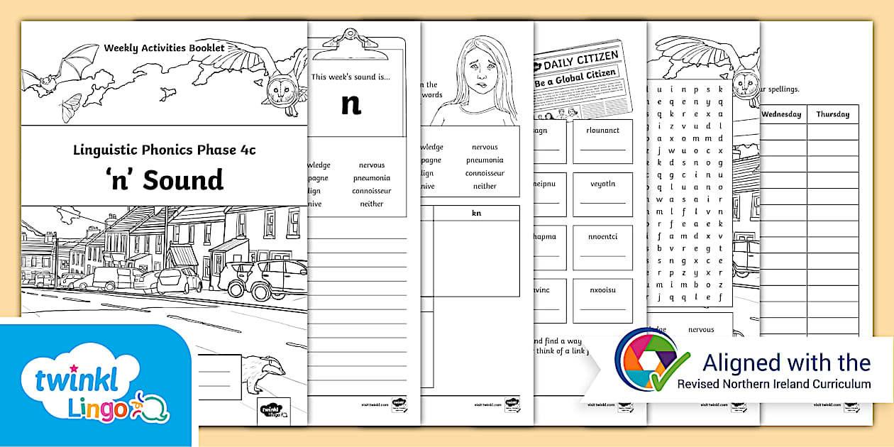 NI Linguistic Phonics Phase 4c 'n' Sound Activities Booklet